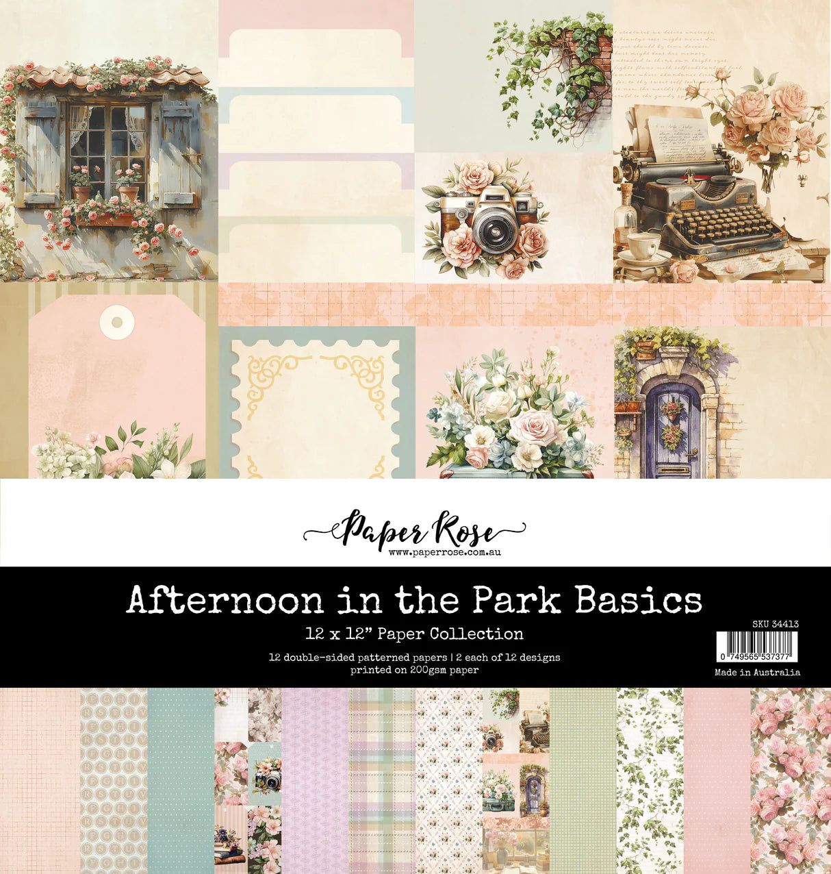 Cardstock: Paper Rose - AFTERNOON IN THE PARK BASICS 12X12 PAPER COLLE ...