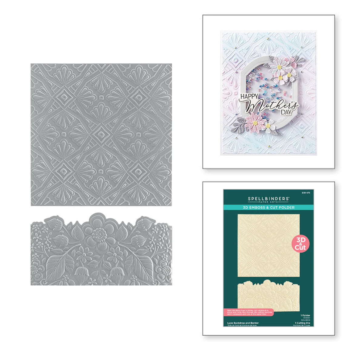 Embossing Folders: Spellbinders-Luxe Backdrop and Border 3D Emboss & C ...