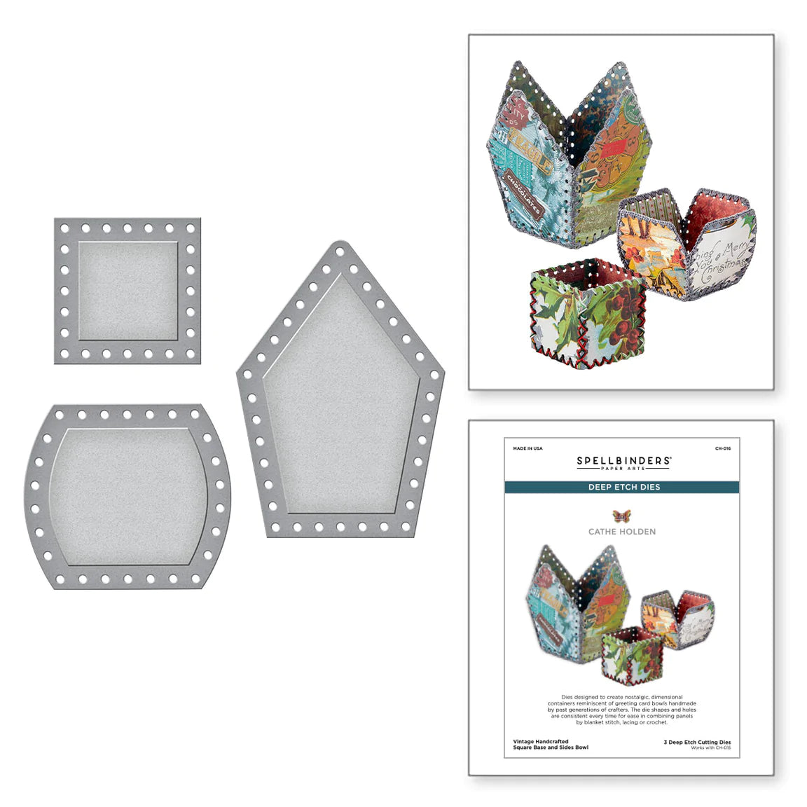 Dies: Spellbinders VINTAGE HANDCRAFTED SQUARE BASE AND SIDES BOWL DEEP ...